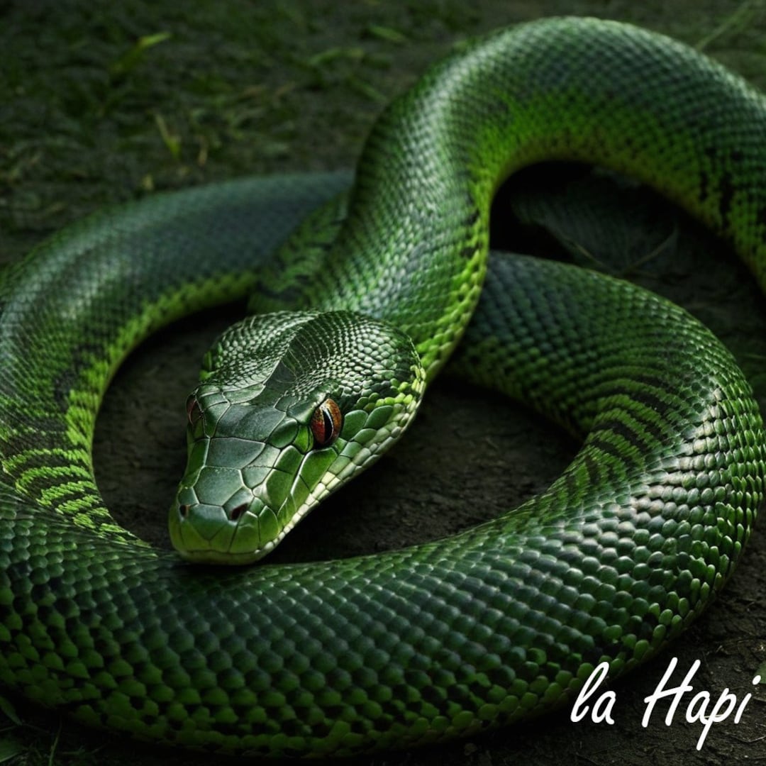 The Serpent Realistic Green Snake Wall Art Green Snake Arts Witchy ...