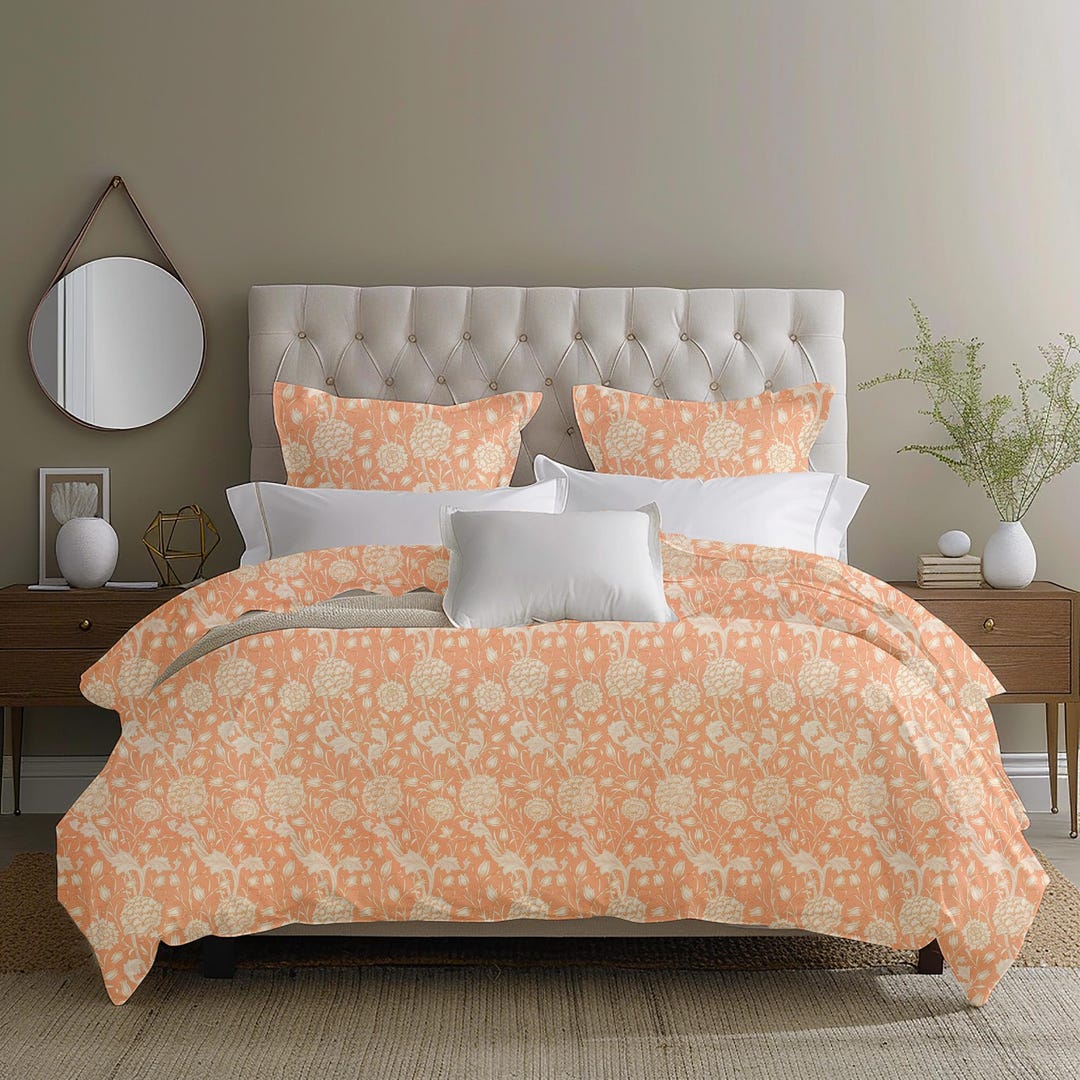 William Morris Peach Wild Tulip Microfiber Duvet Cover Luxurious ...