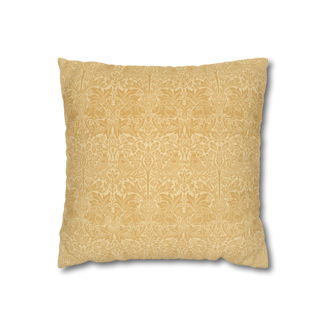 William Morris Brer Rabbit Pillow Cover: Gold Faux Suede Cushion - Etsy