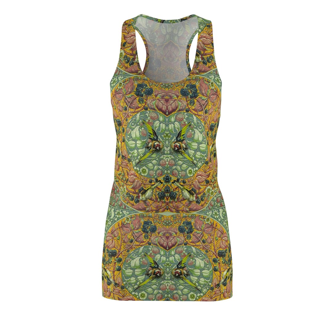 Art Nouveau Dress: Anton Seder Blackberry Raspberry Goldfinch Design - Etsy