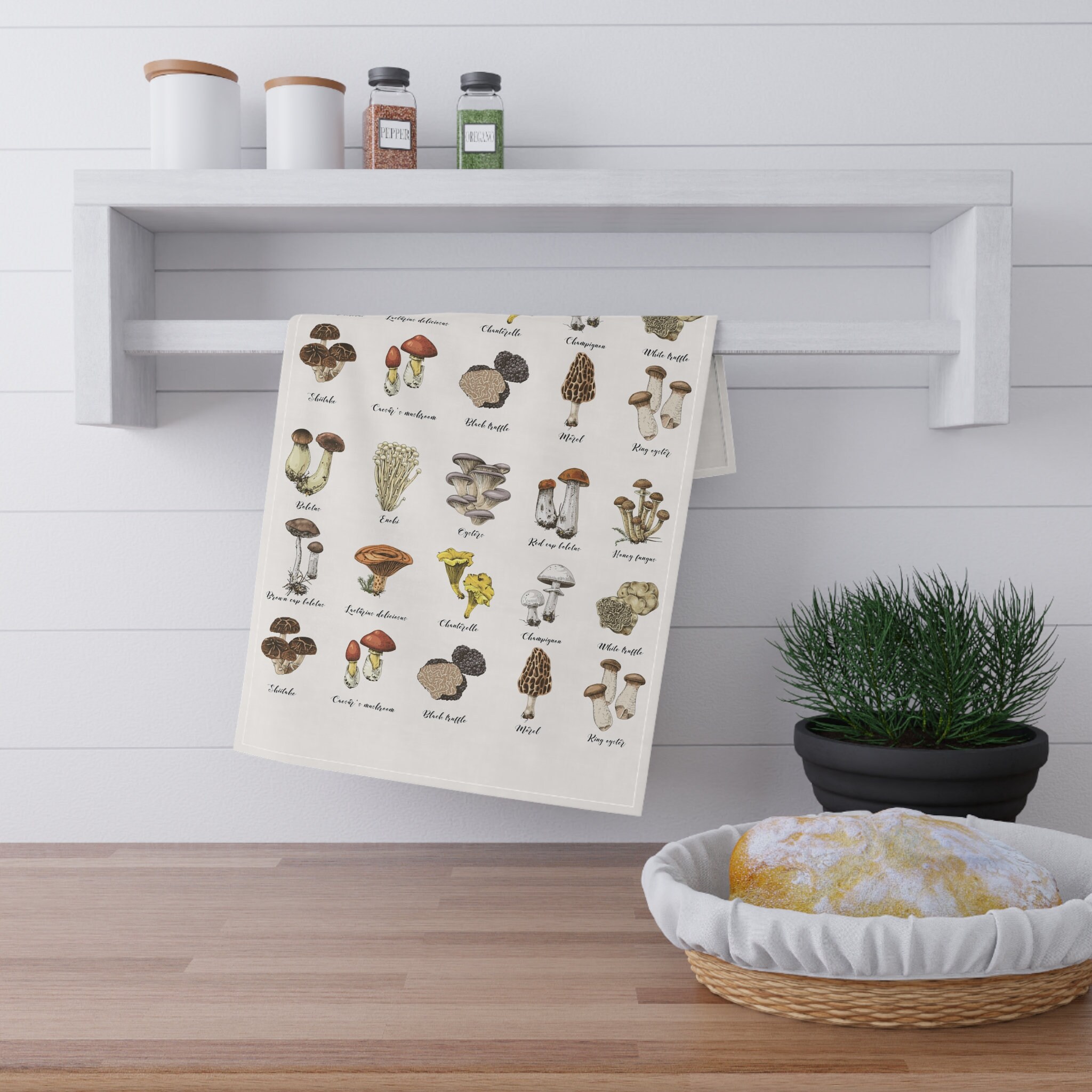 Mushroom Chart Tea Towel: Labeled Fungi, Kitchen Decor - Etsy