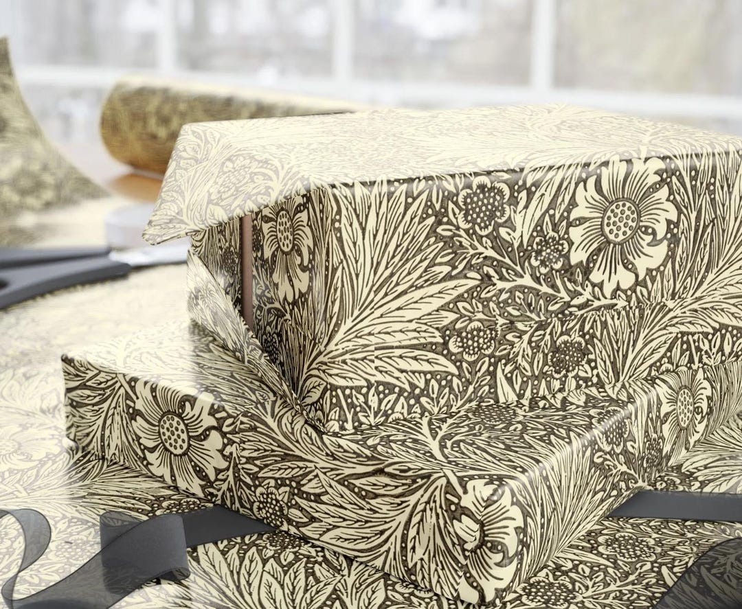 Botanical William Morris Muted Marigold Wrapping Paper - Perfect for ...