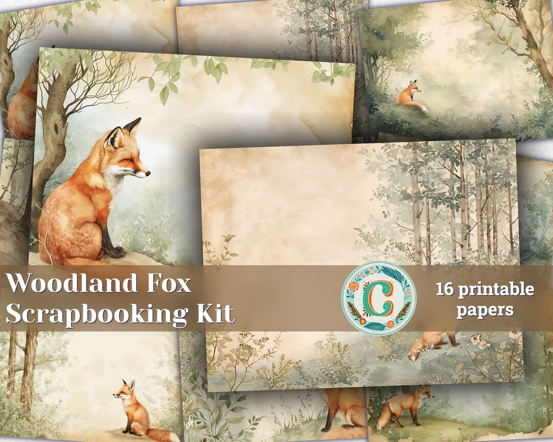 Woodland Fox Scrapbooking Papers - Printable Pages for Junk Journals ...