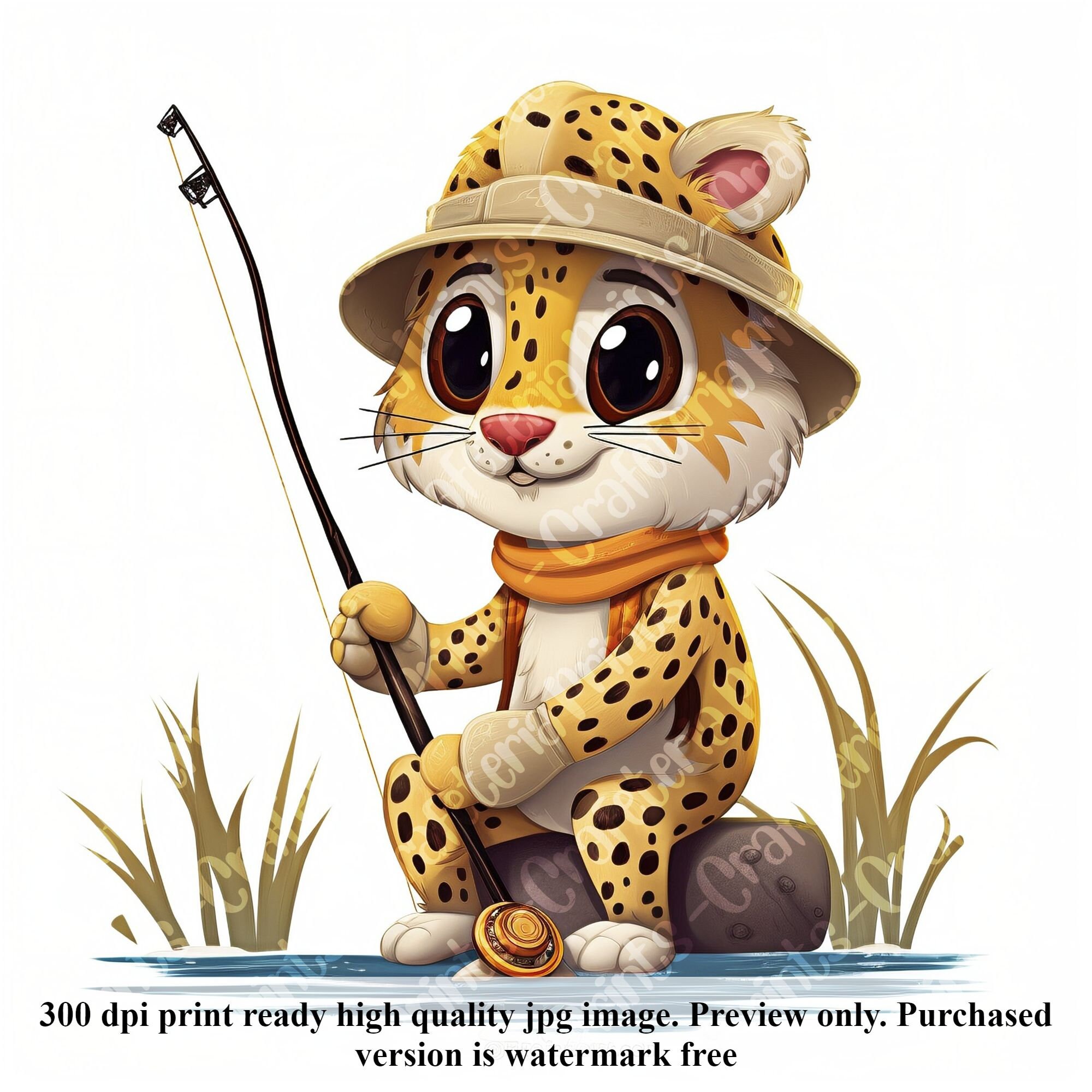 Cute Fishing Watercolor Clipart Set With 16 JPG Images and - Etsy