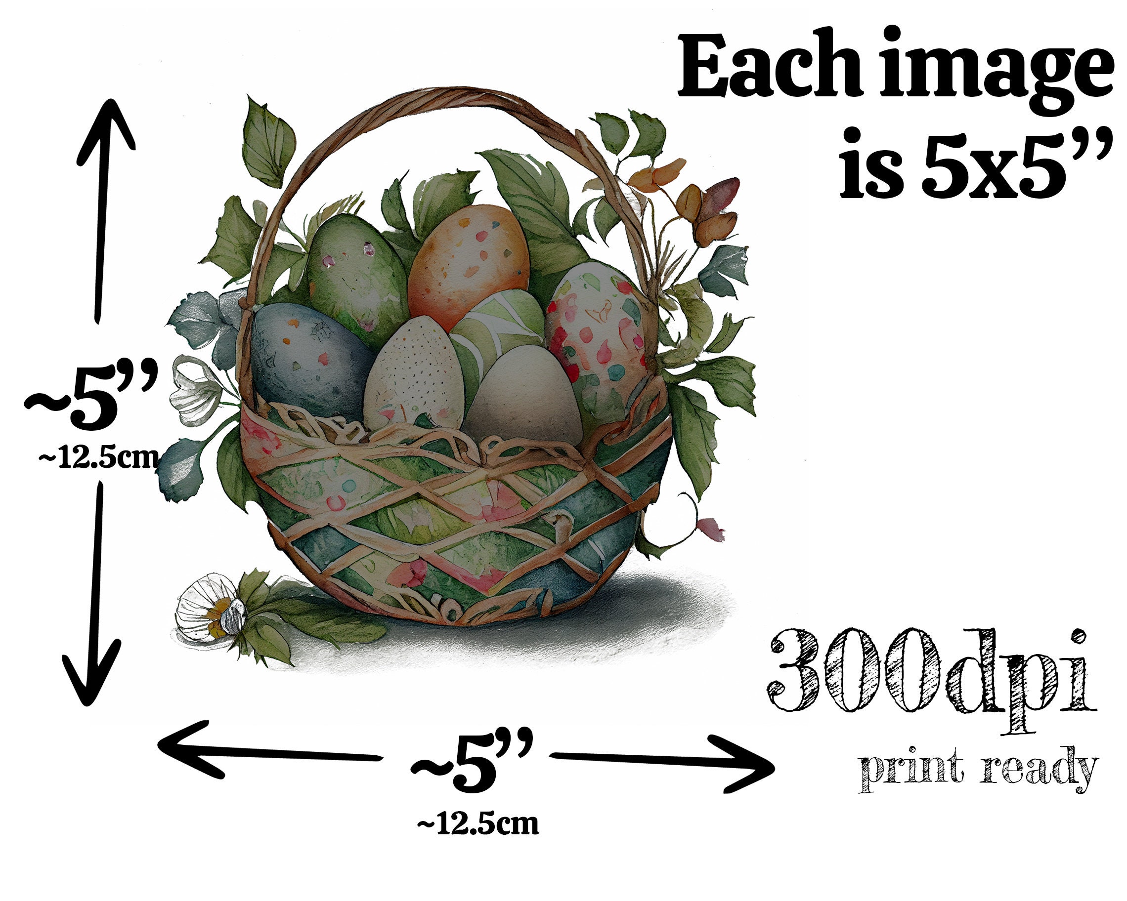 Easter Eggs Basket Clipart Watercolor Easter Eggs Clip Art - Etsy