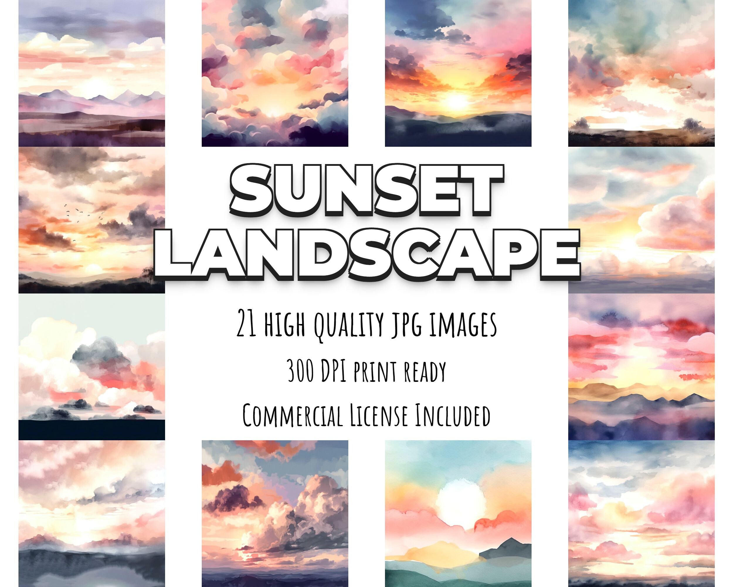 Sunset Landscape 21 High Quality JPG Images Commercial Use - Etsy