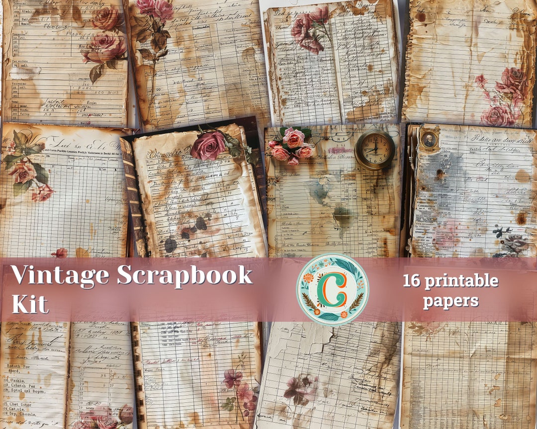 Vintage Ledger Paper Printable for Junk Journaling & Scrapbooking ...