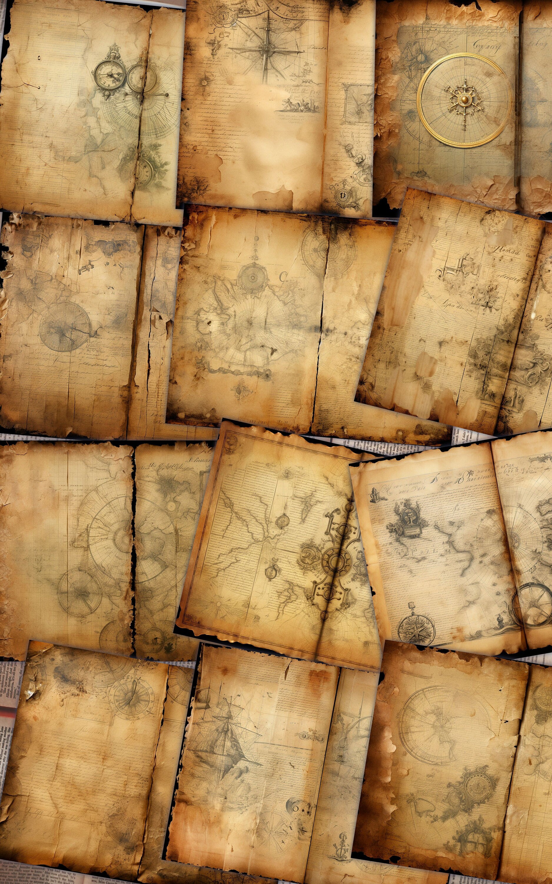 12 Papers | Antique Pirates of the Caribbean Treasure Map Background ...
