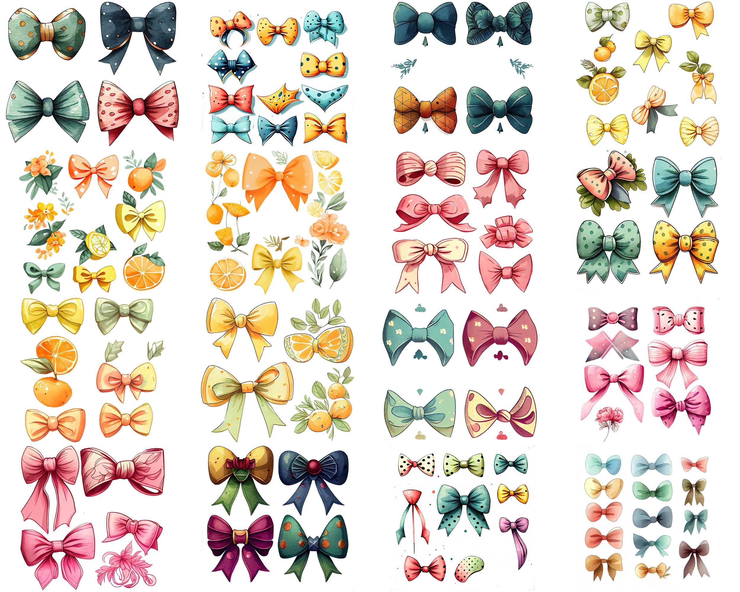 Watercolor Bow Clipart Collection Fashion Bows in Various - Etsy