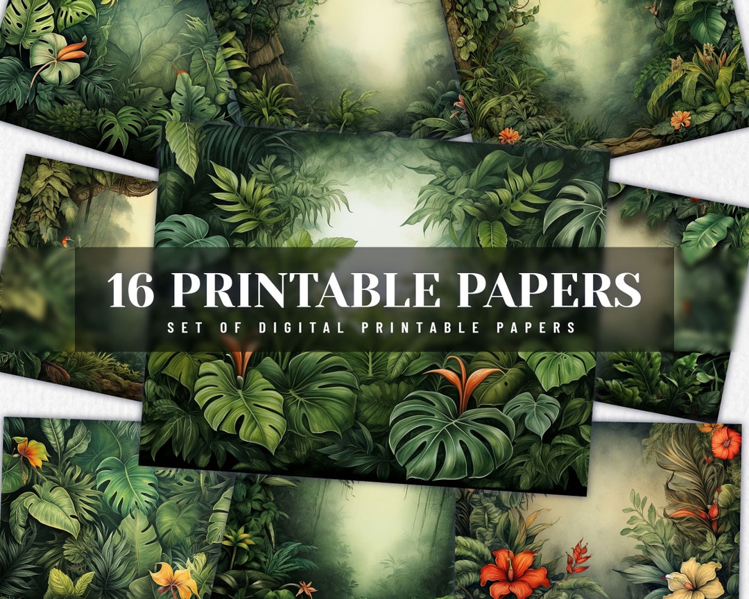 Basic Jungle Themed Wallpaper for Junk Journal - High Quality, High ...