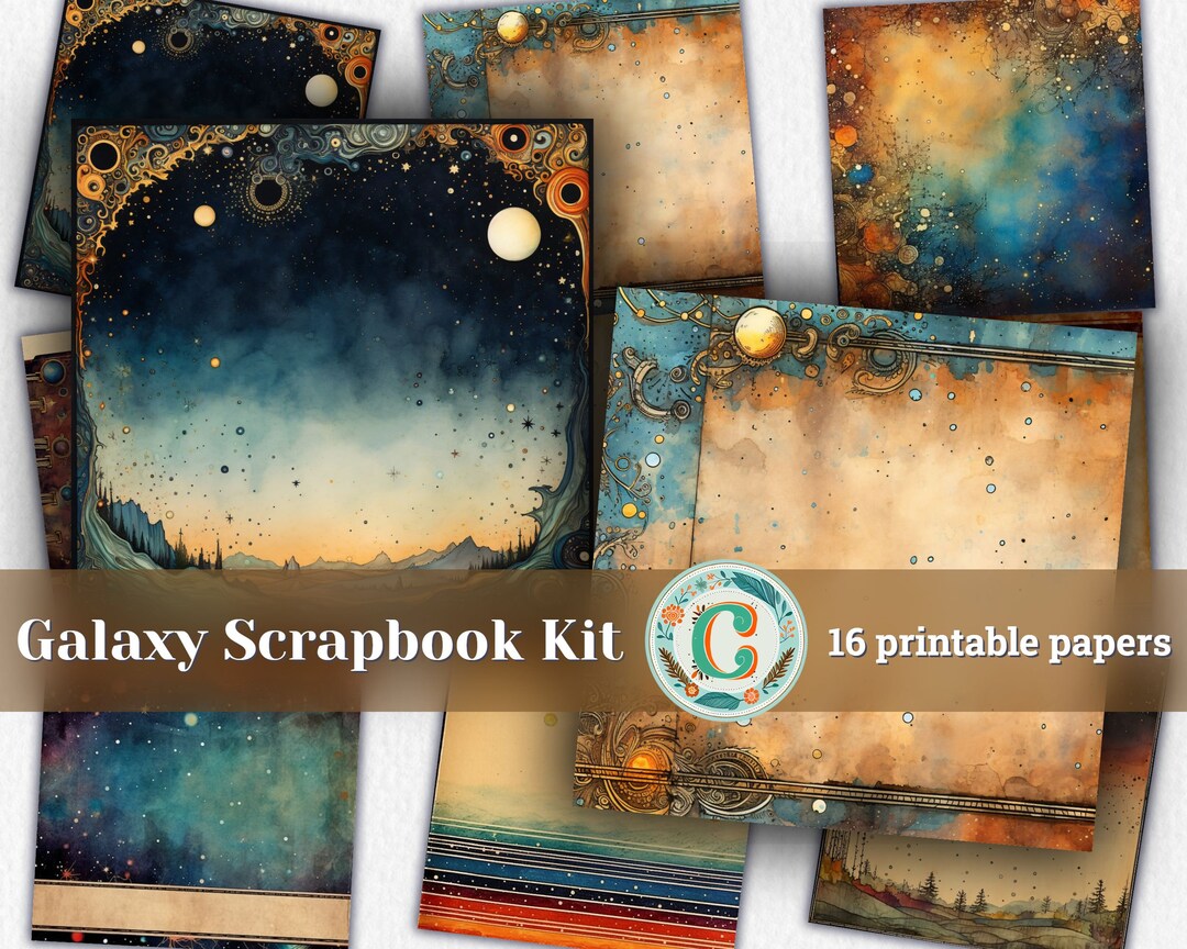 Vintage Scrapbook Wallpaper With Beautiful Galaxy Pattern Border ...