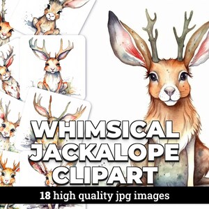 Watercolor Jackalope Clipart Set of 18 JPG Images With Commercial ...