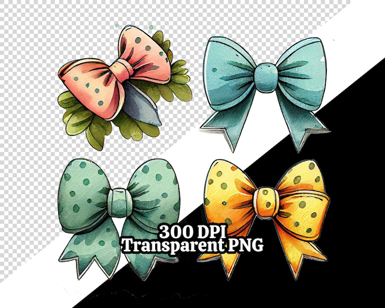Watercolor Bow Clipart Collection Fashion Bows in Various - Etsy