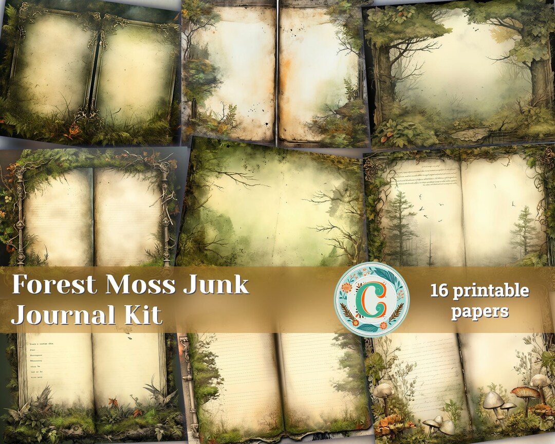 Basic Forest Moss Digital Paper for Junk Journals - Forest Moss ...