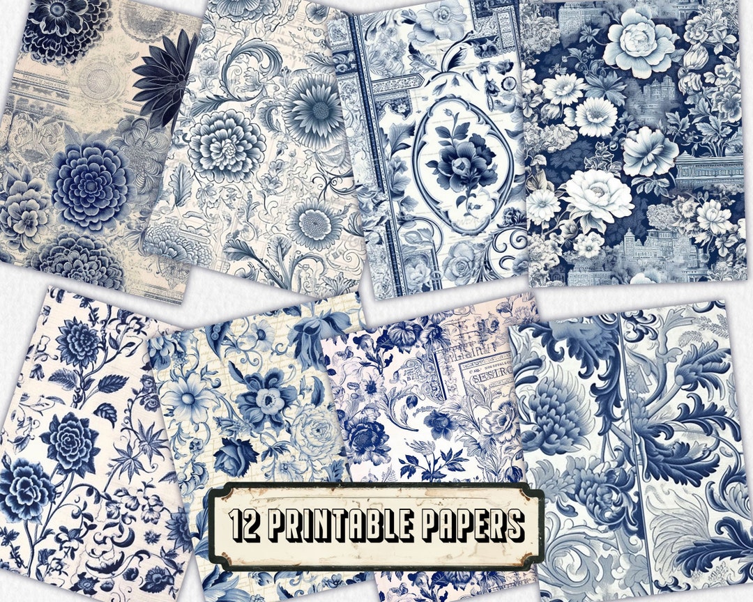 Vintage Chinese Scrapbook Paper Set, 12 Digital Lined Papers ...