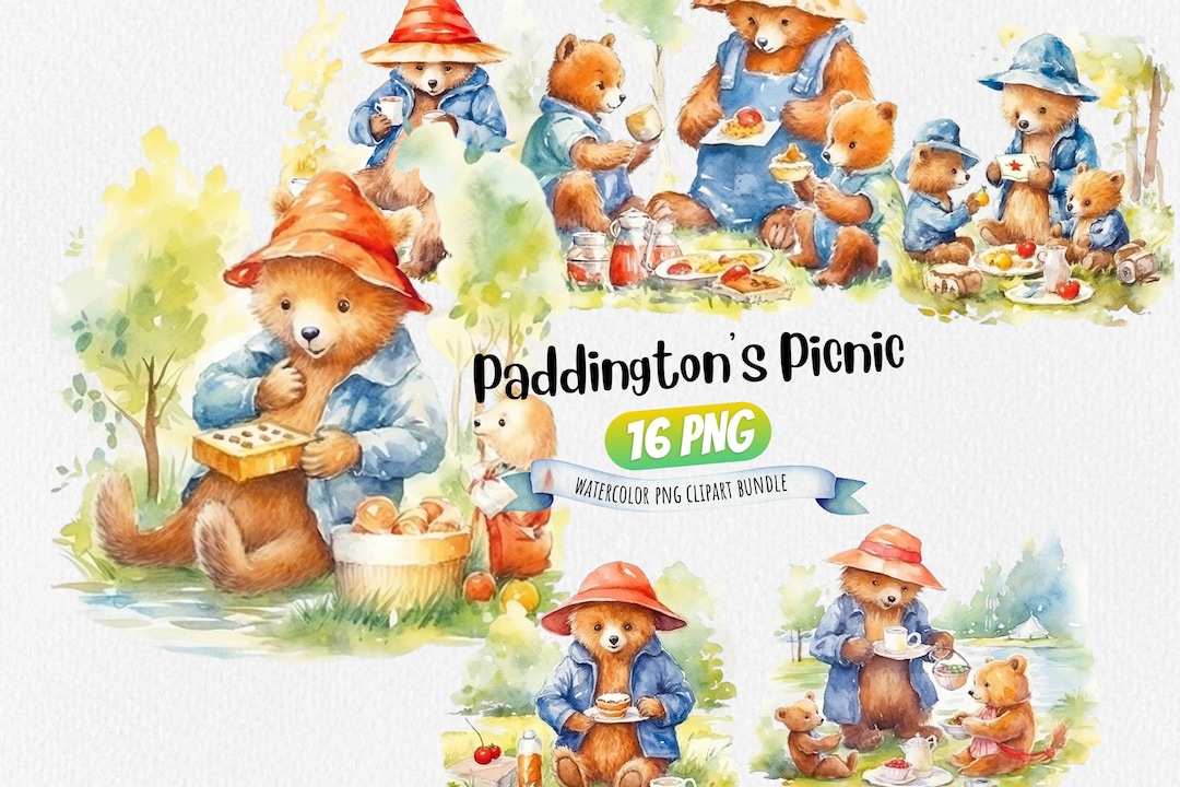 Instant Download Watercolor Clipart Bundle Playful Paddington Bear ...
