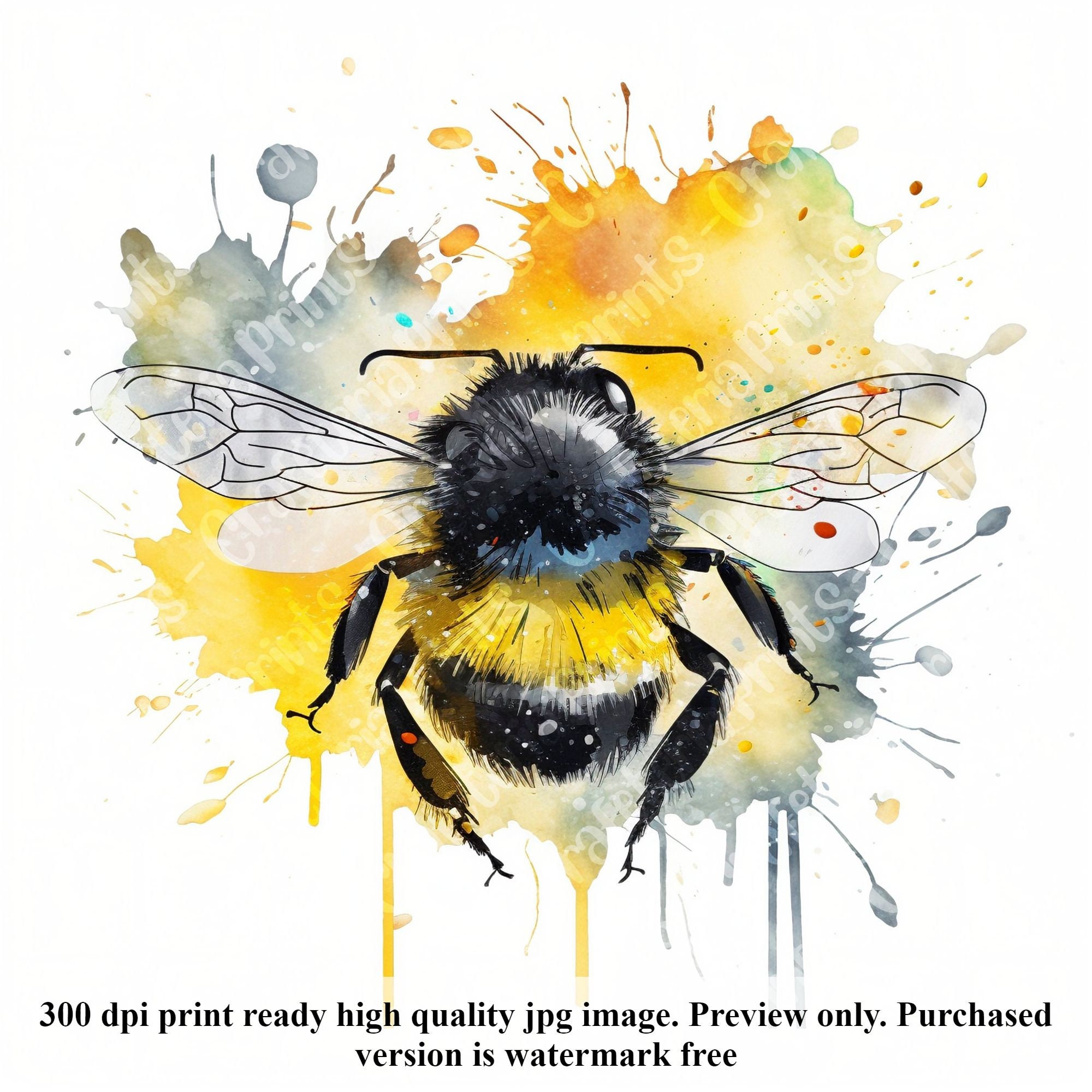 Watercolor Bumblebee Clipart Set With 20 High-quality JPG - Etsy