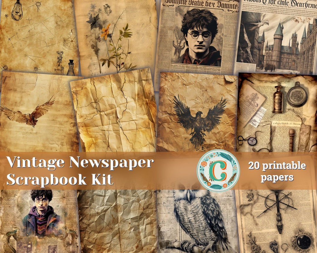 Vintage Newspaper Scrapbooking Papers - Wizard School of Magic Inspired ...