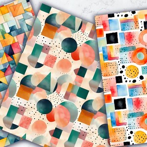 Geometric Shapes Digital Paper Seamless Patterns for - Etsy
