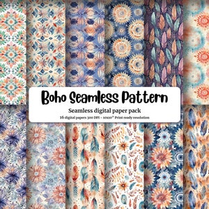 Muted Colored Boho Seamless Pattern, Watercolor Illustration Style ...