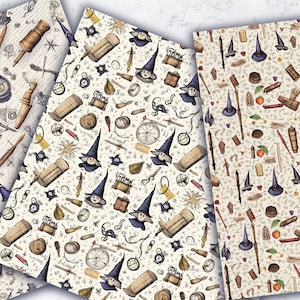 Magical Wizard Pattern Digital Paper, Seamless Texture for Wizard Junk ...