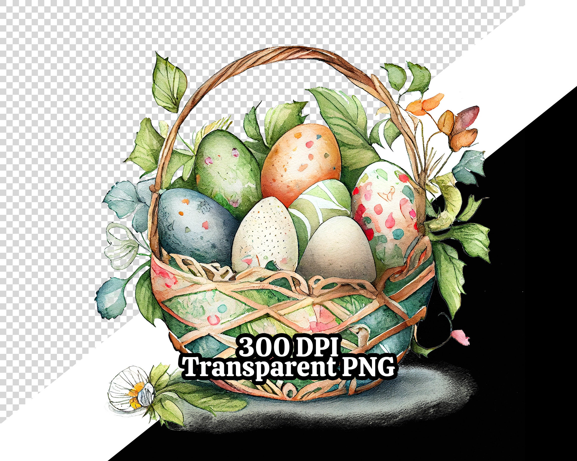 Easter Eggs Basket Clipart Watercolor Easter Eggs Clip Art - Etsy