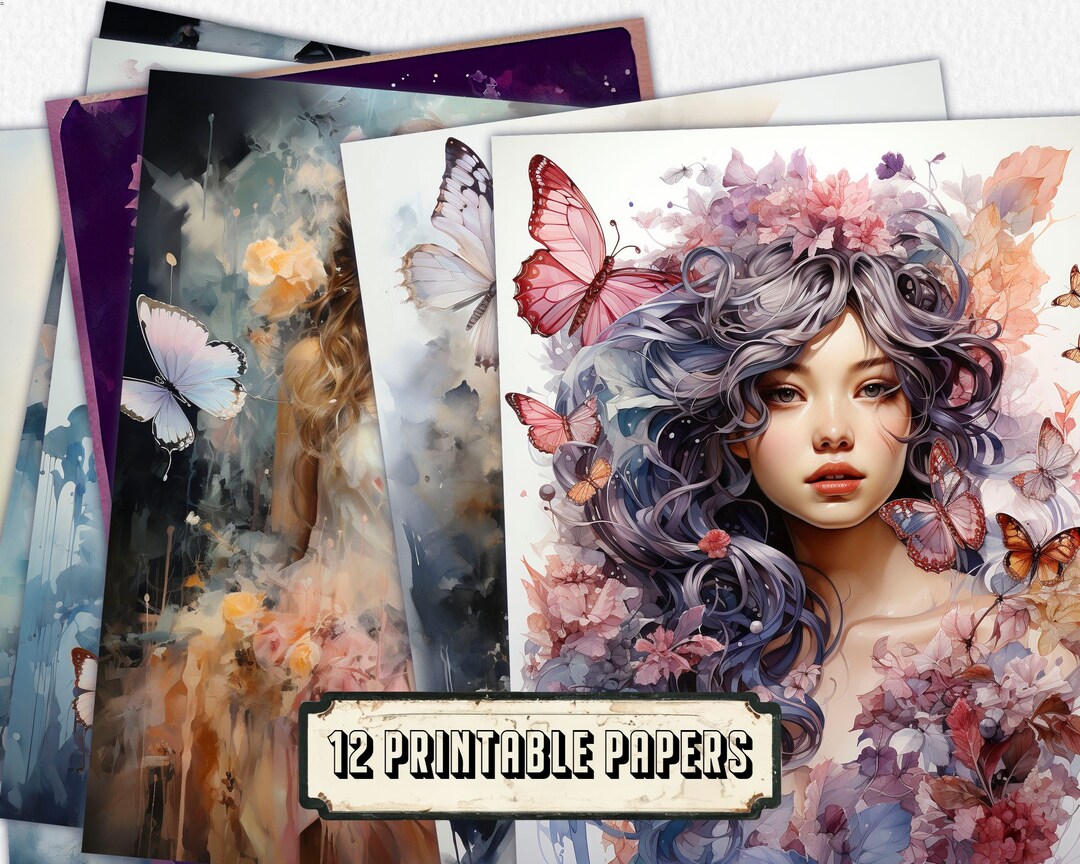 12 Vivid Butterflies Journal Pages, Junk Journal Kit, Basic Papers ...