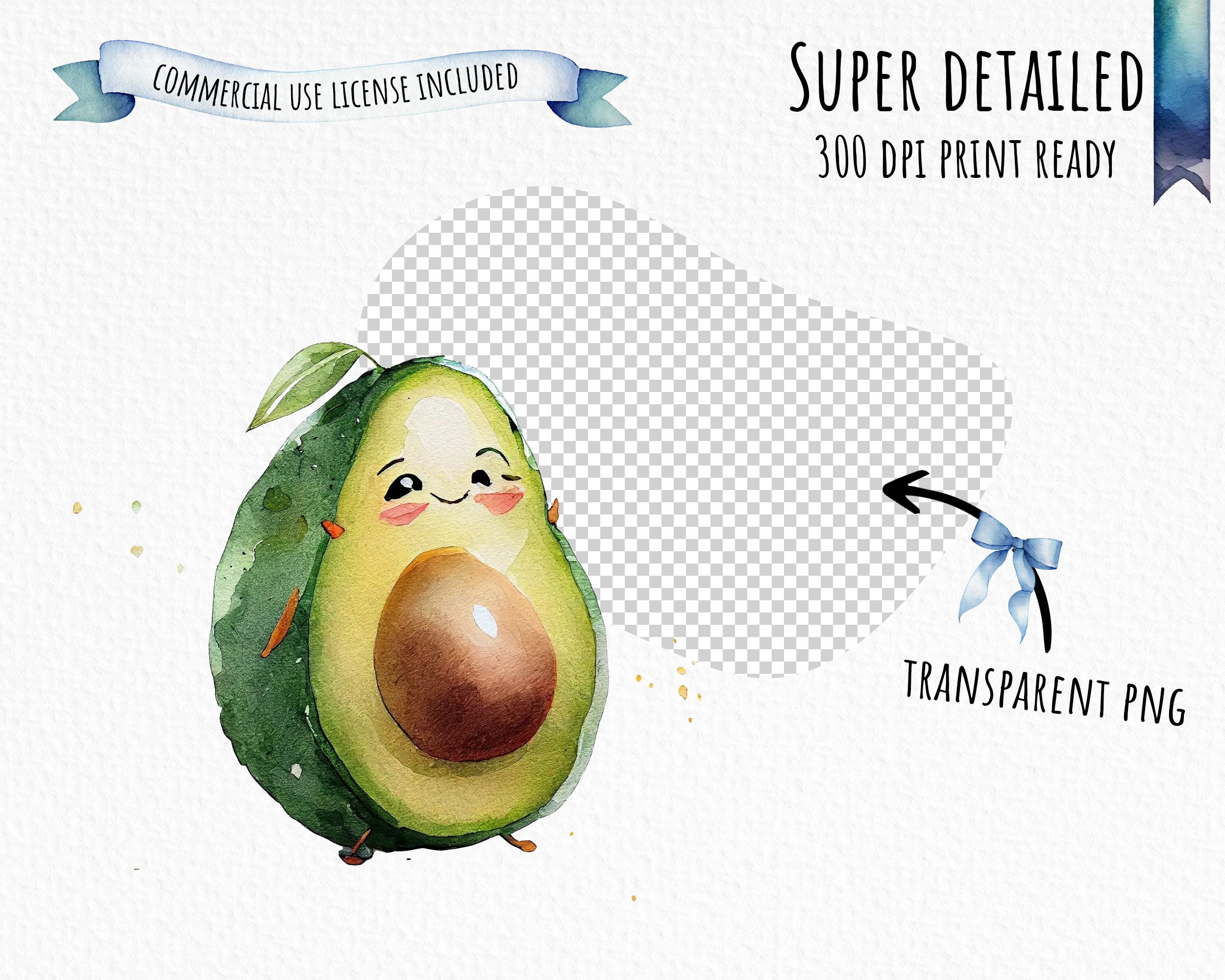 Happy Avocado Watercolor Clipart Set Cute & Whimsical DIY - Etsy