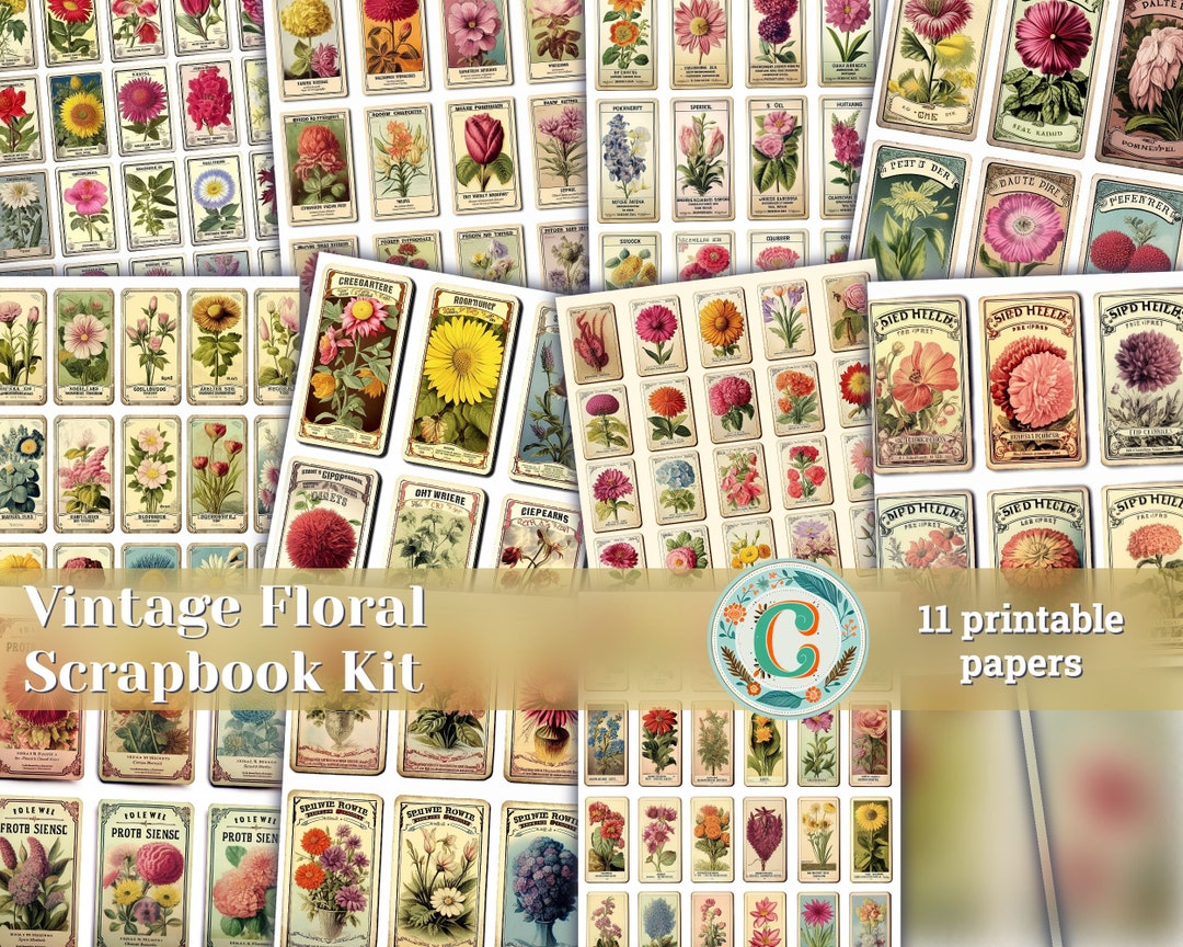 11 Papers | Vintage Floral Scrapbooking Kit | Printable Shabby Chic ...
