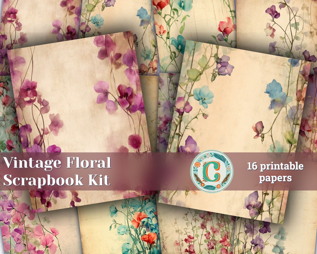 Vintage Scrapbook Wallpaper With Sweet Pea Border | Watercolor, High ...
