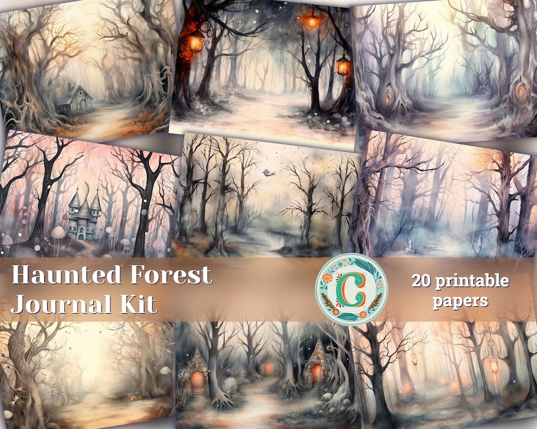 20 Pages of Haunted Forest Background, Mystic Fairy Tale Watercolor ...
