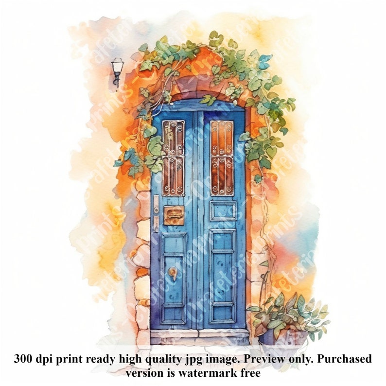 Watercolor Greece Doors Clipart With Commercial License 16 - Etsy