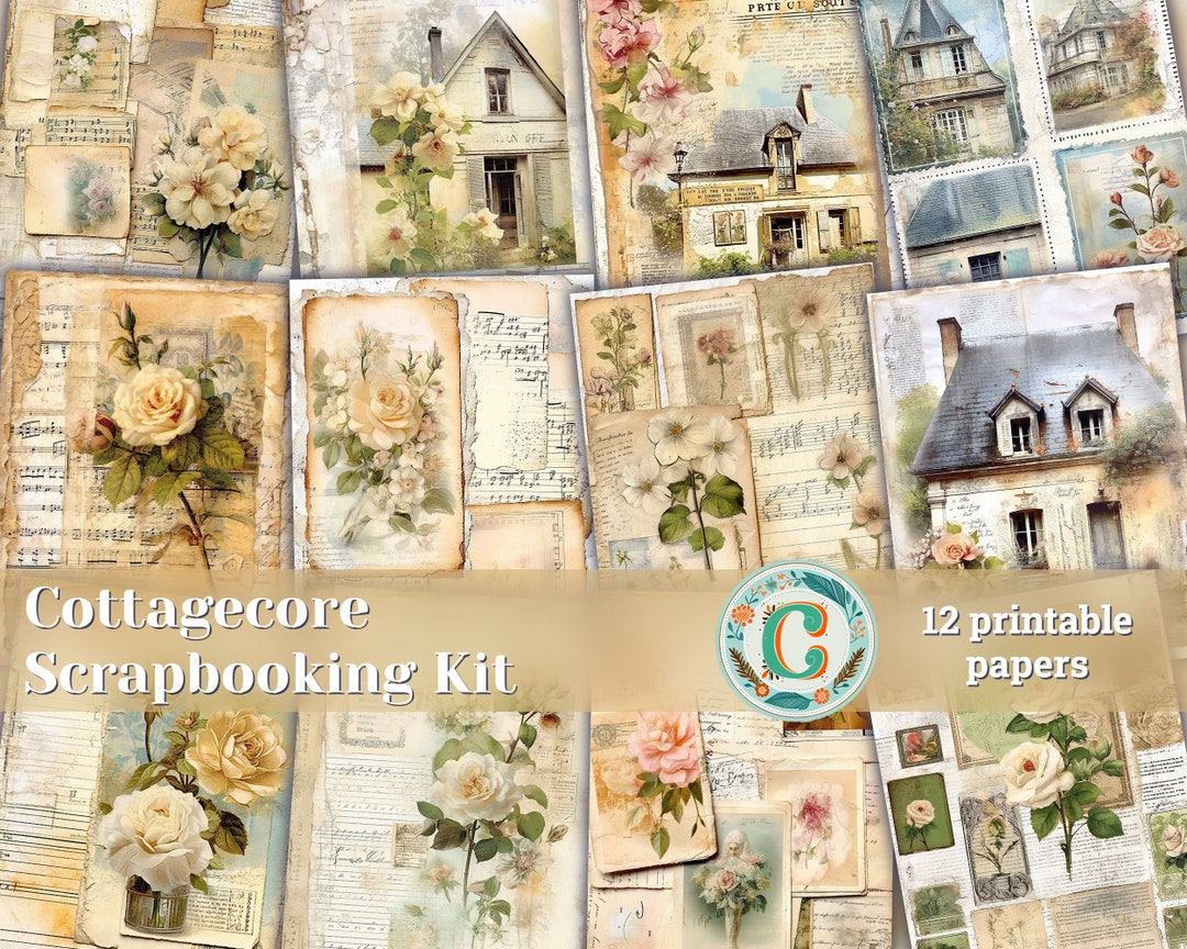 12 Papers | Vintage Cottagecore Scrapbooking Kit, Victorian Romantic ...