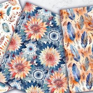 Muted Colored Boho Seamless Pattern, Watercolor Illustration Style ...