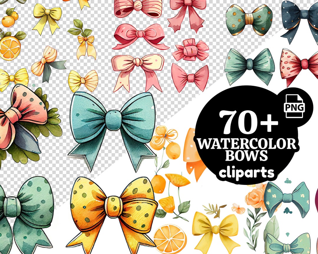 Watercolor Bow Clipart Collection - Fashion Bows in Various Styles for ...