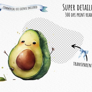 Happy Avocado Watercolor Clipart Set | Cute & Whimsical | DIY Projects ...