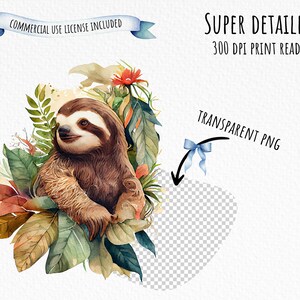 Adorable Watercolor Sloth Clipart Bundle for Crafts and Designs Instant ...