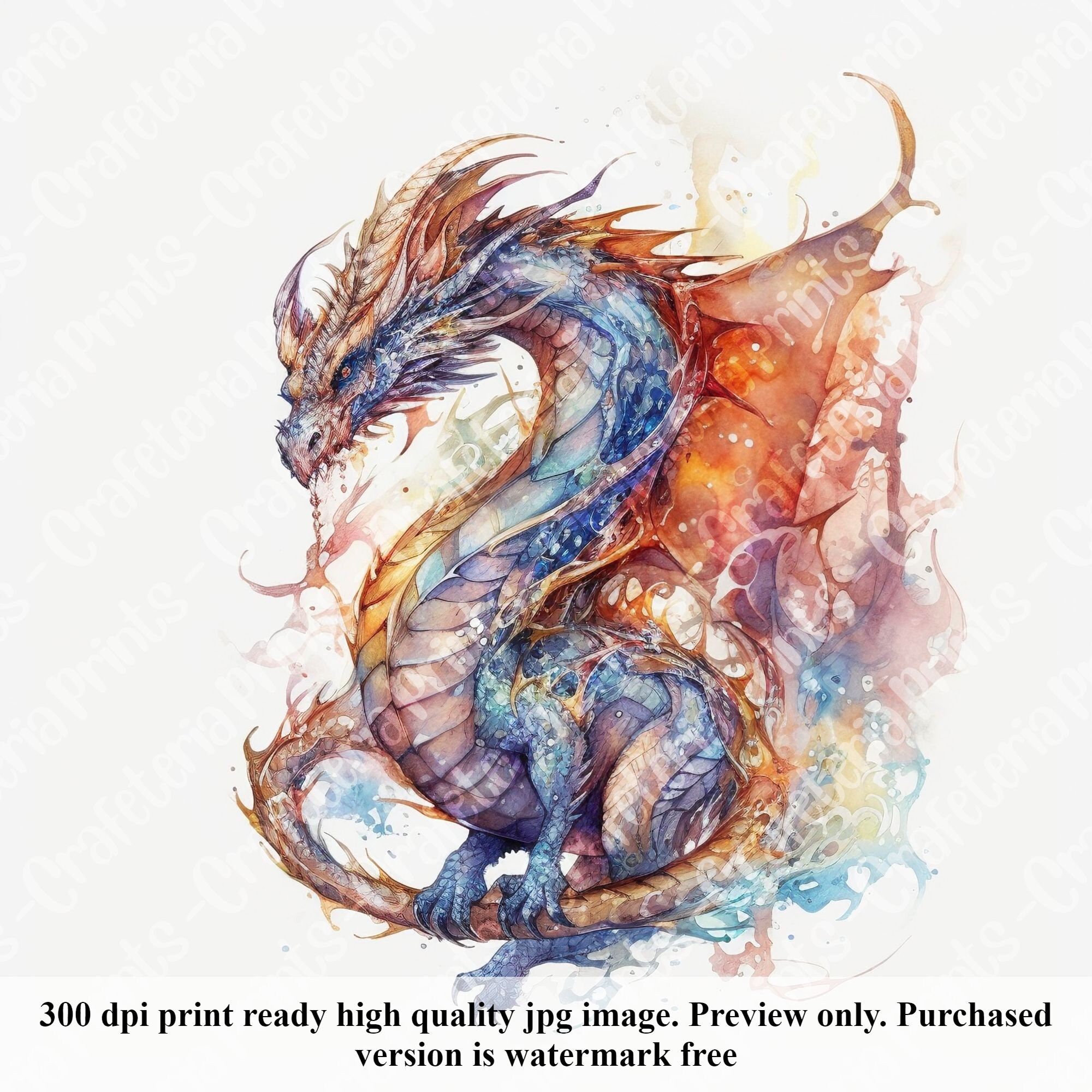 Fantasy Dragon Watercolor Clipart With Commercial License 21 - Etsy