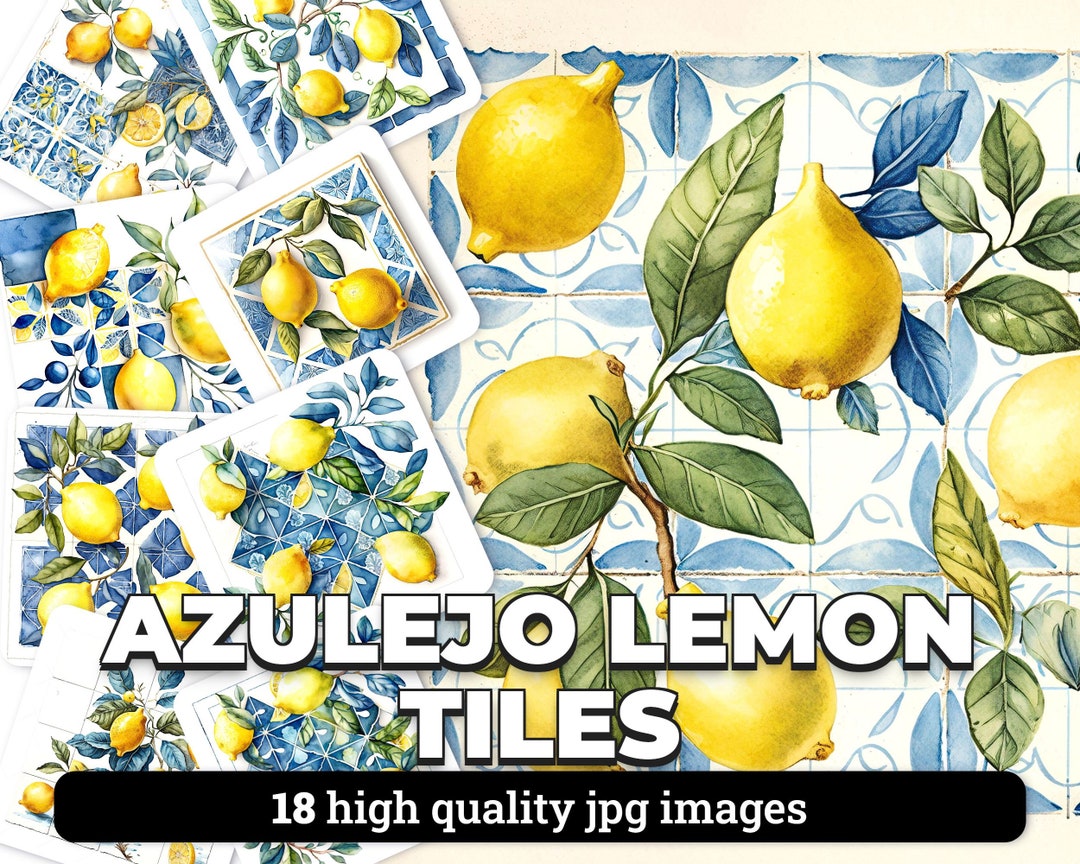 Azulejo Lemon Tiles - 18 High Quality JPG Images - Commercial Use ...