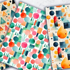 Geometric Shapes Digital Paper Seamless Patterns for - Etsy