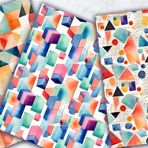 Geometric Shapes Digital Paper Pack - Seamless Pattern Collection for ...