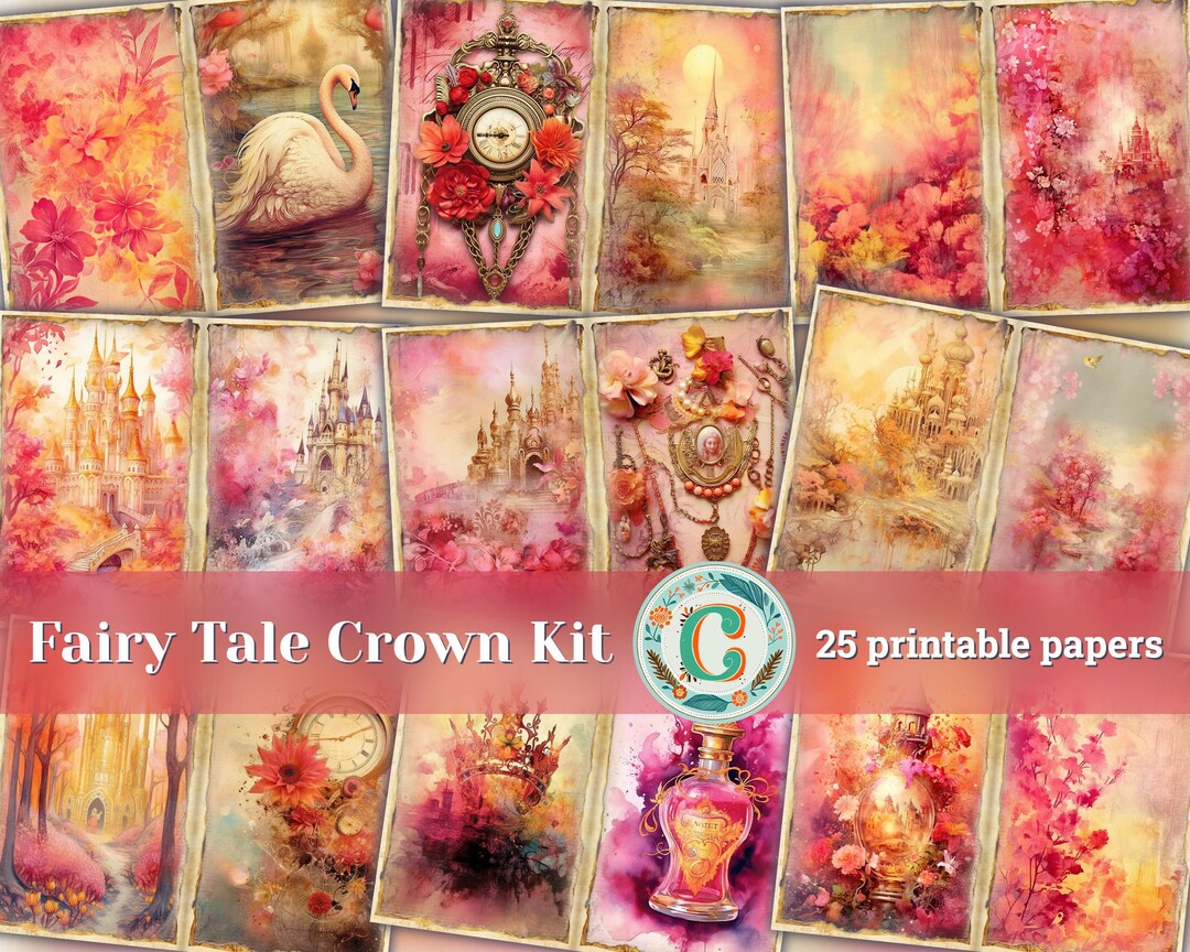 25 Papers | Nostalgic Fairy Tale Crown Scrapbooking Kit, Delicate ...