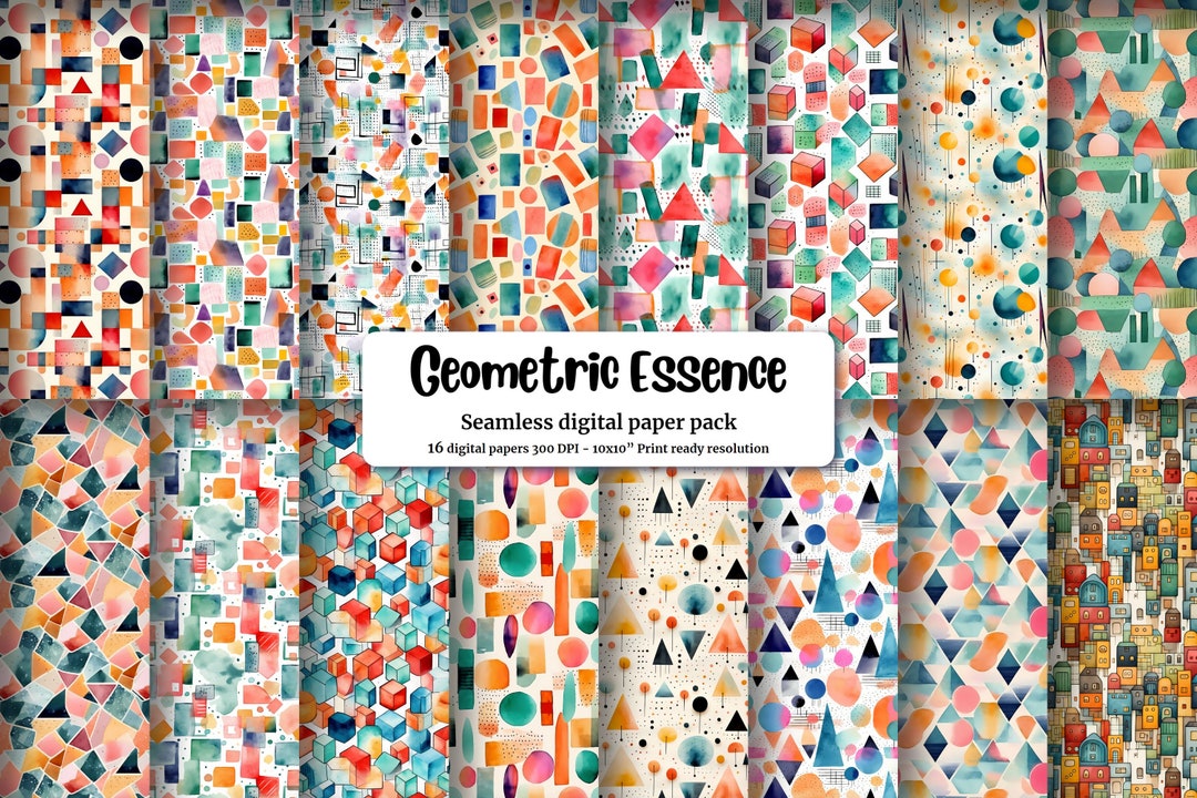Geometric Shapes Digital Paper Seamless Texture Backgrounds - Etsy