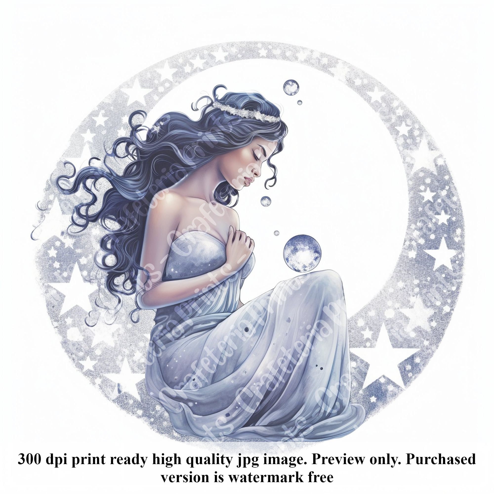 Celestial Pregnant Goddess Watercolor Clipart Commercial - Etsy