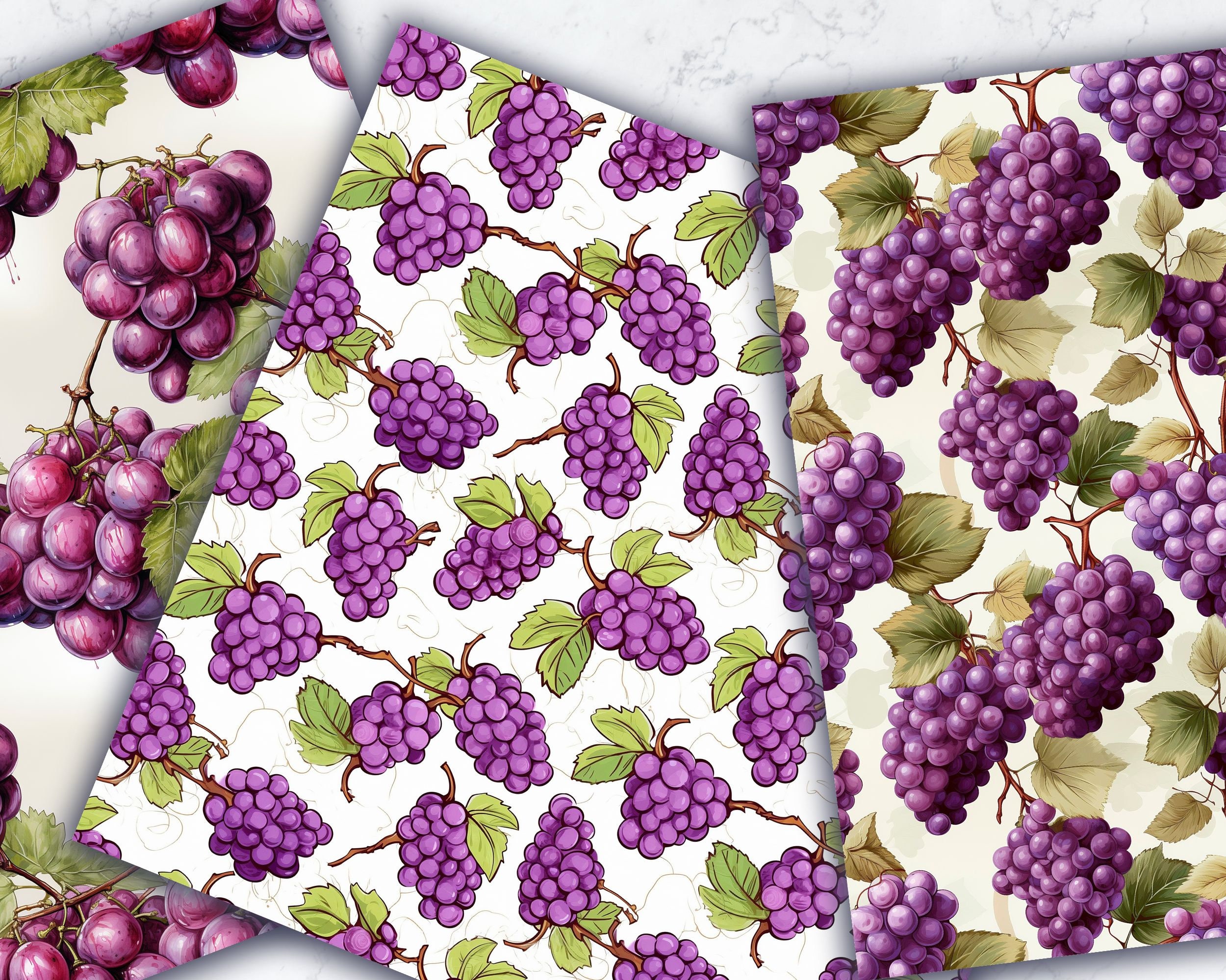 Digital Grape Clipart Doodle Style Watercolor Illustration - Etsy