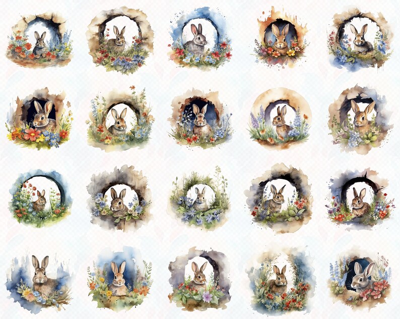 Rabbit Hole Clipart - 20 High Quality PNG - Digital Download Card ...