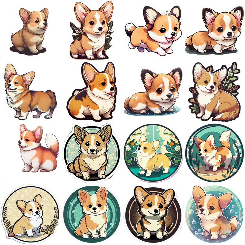 Cute Corgi Stickers Puppy Printables Funny Corgie - Etsy