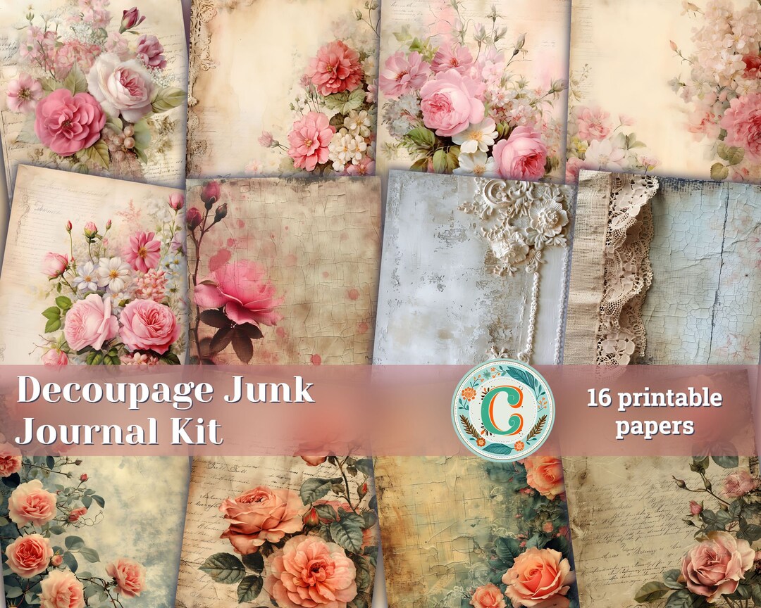 Vintage Decoupage Texture Background Paper Cursive WR Scrapbooking Kit ...