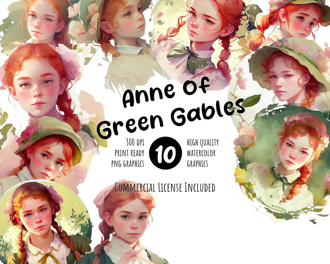 Anne of Green Gables Watercolor Clipart Set Beloved - Etsy