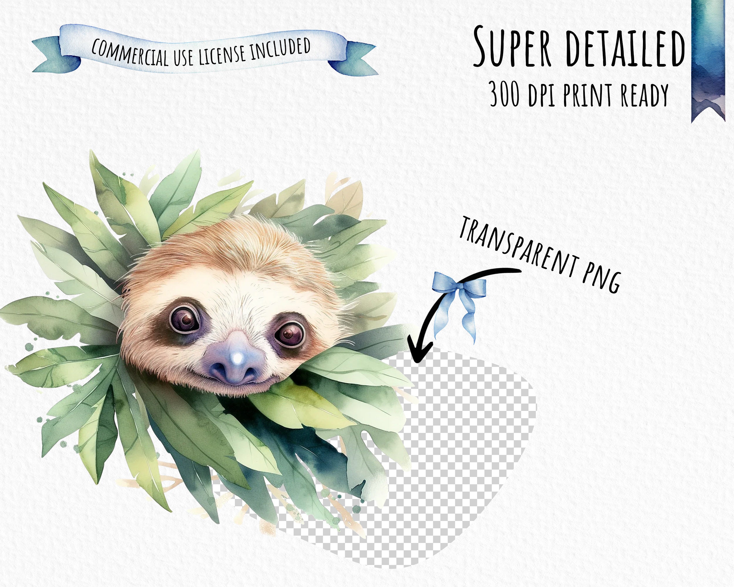 Adorable Watercolor Sloth Clipart Bundle for Crafts and - Etsy